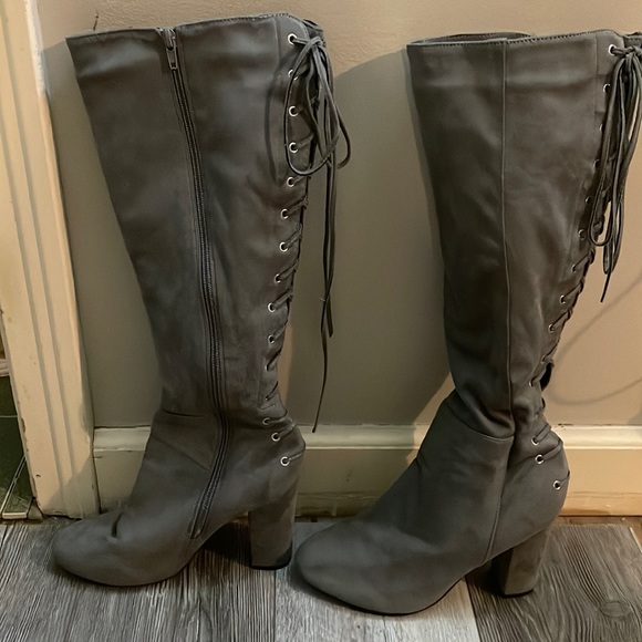 Charlotte Russe | Shoes | Charlotte Russe Gray Suede Kneehigh Boots ...